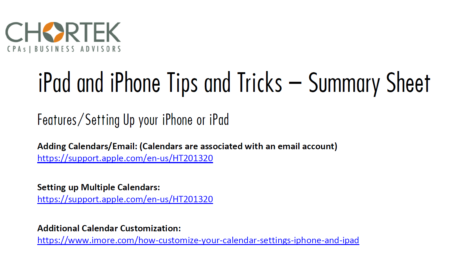 iPhone and iPad Tips and Tricks Cheat Sheet iPhone and iPad Tips and Tricks Cheat Sheet